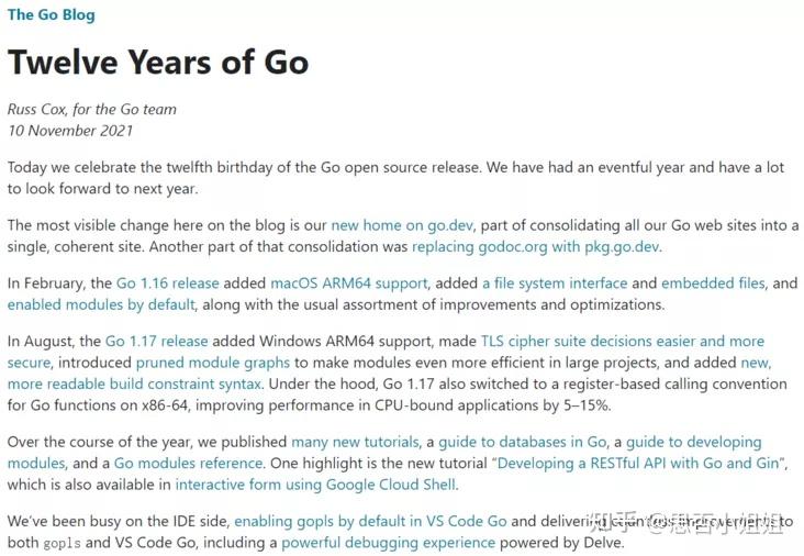 Go 开源 12 周年：新域名 go.dev 启用、Russ Cox 发文庆贺 - 知乎