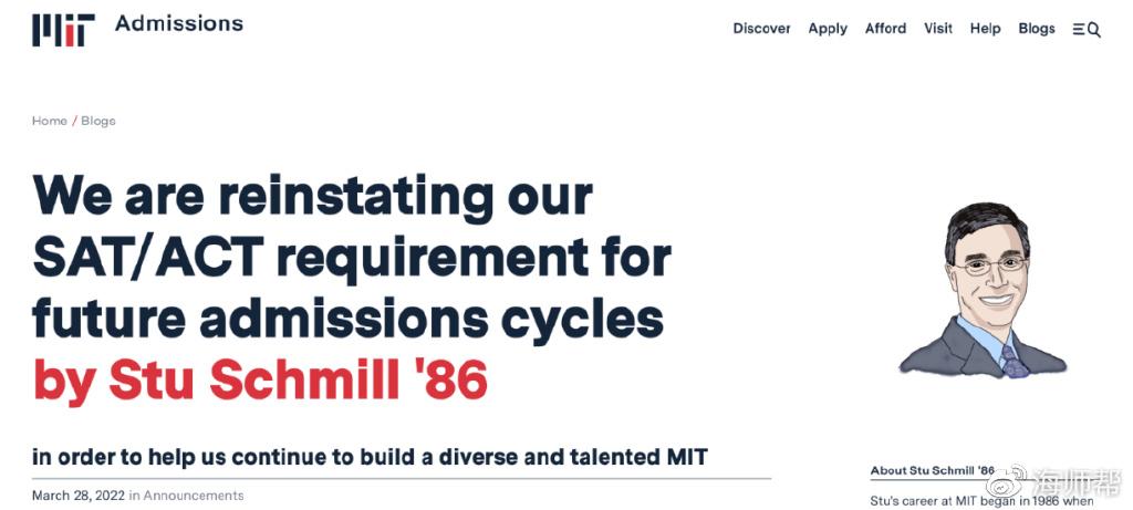 海师帮：2022级起，麻省理工恢复新生入学SAT、ACT成绩要求！ - 知乎