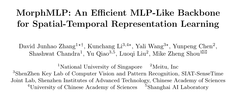 ECCV 2022 | MorphMLP：一种有效的用于视频建模的MLP类架构 - 知乎