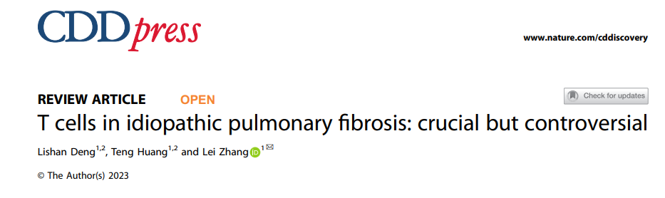 CDD 综述︱华中科技大学张磊等评述T细胞在特发性肺纤维化中的作用 - 知乎