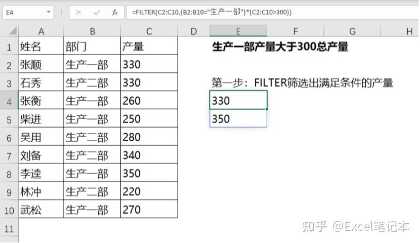 Excel函数filter实现条件求和，条件计数 知乎 