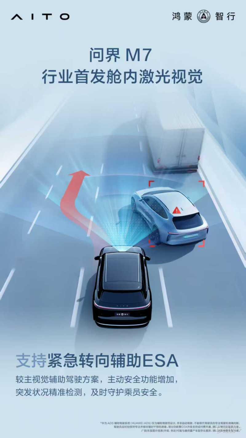 全新问界M7首发舱内激光视觉方案 包括紧急转向辅助ESA - 知乎