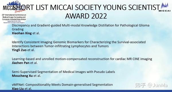 MICCAI 2022 Young Scientist Awards - 知乎