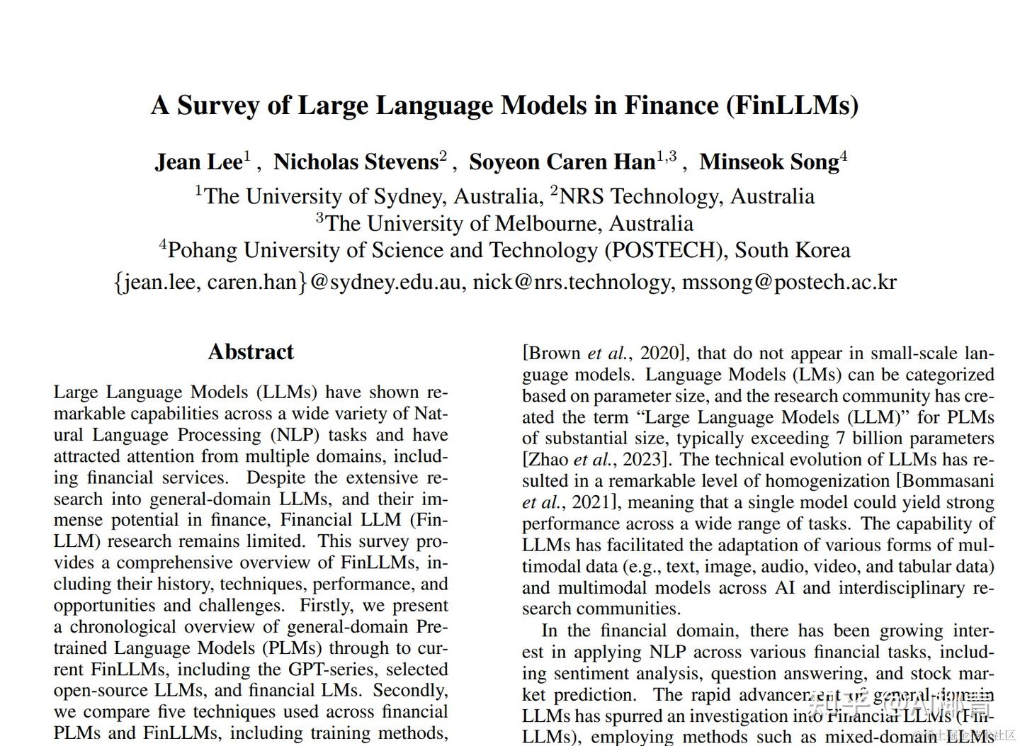 A Survey of Large Language Models in Finance (FinLLMs) 金融领域大型语言模型 ...