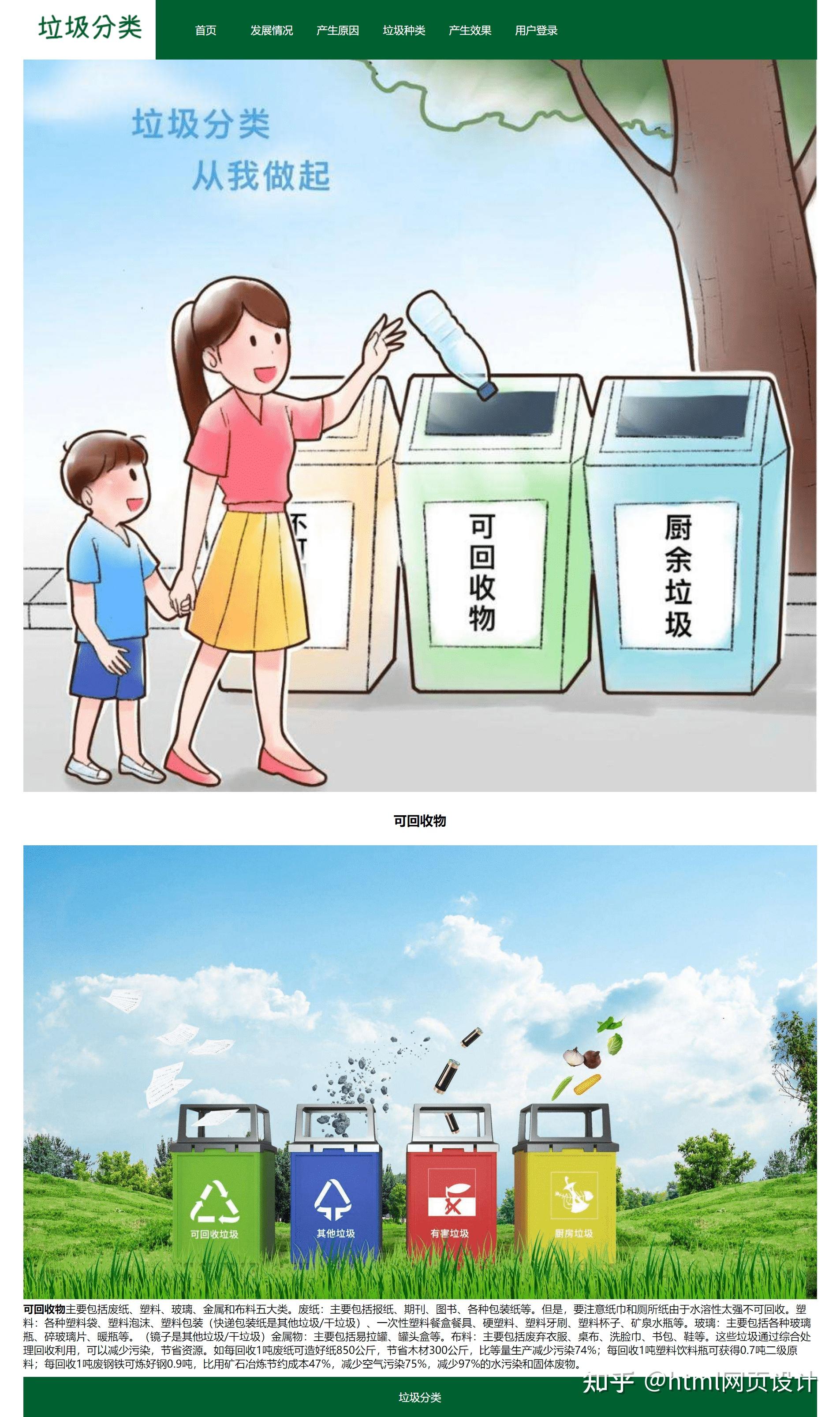 基于html环保主题网页项目的设计与实现——环保垃圾分类htmlcssjavascript 知乎