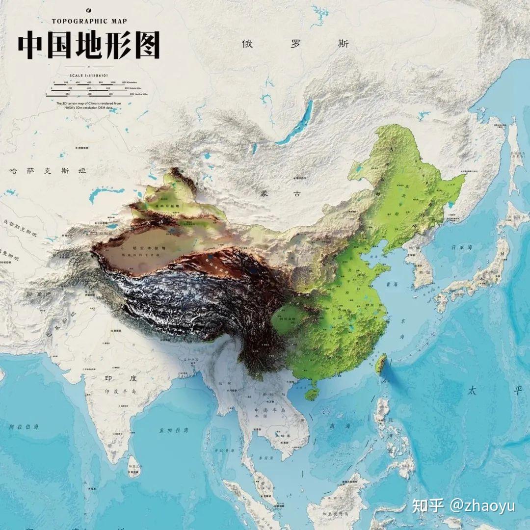 中国及周边地区3d地形图 - 知乎