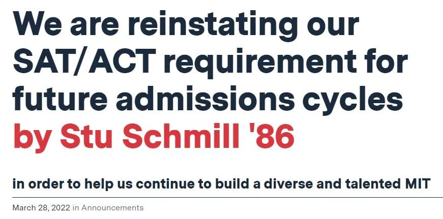 MIT招生官官方在线回答：为什么恢复本科SAT/ACT考试？ - 知乎