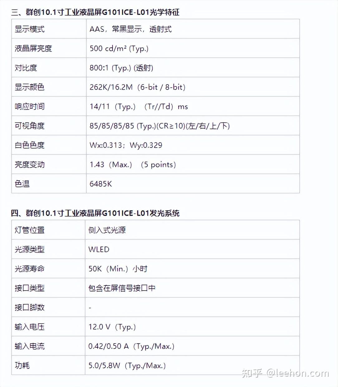 群创G101ICE-L01详细资料-群创10.1寸屏 - 知乎