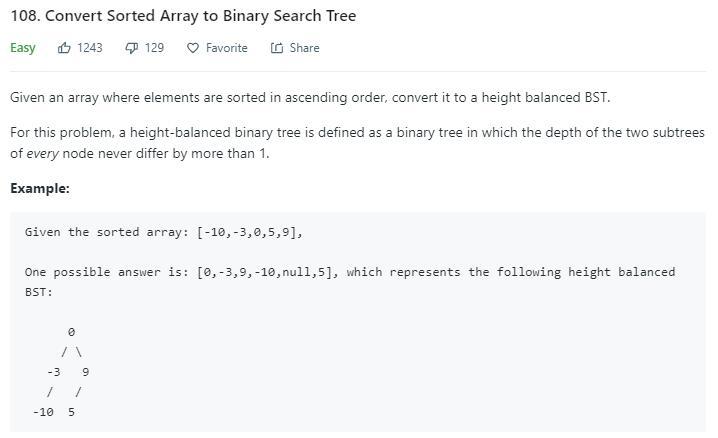 108. Convert Sorted Array to Binary Search Tree - 知乎