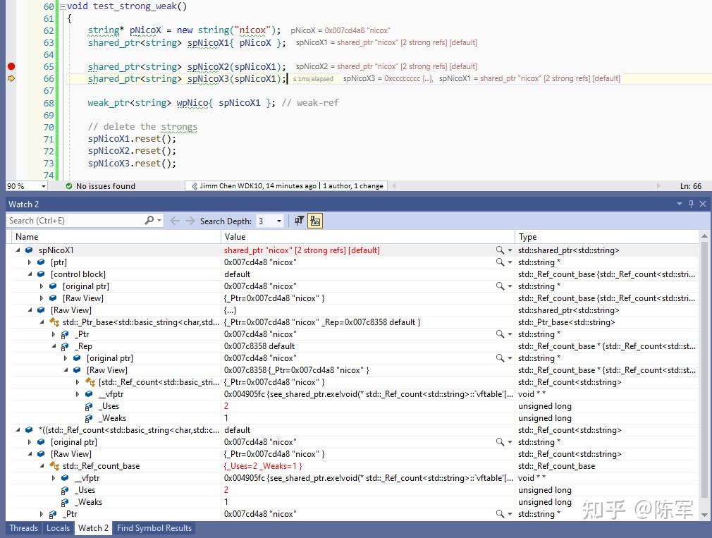 C++11 shared_ptr 代码解读: 为何没有 weakref 时, _Weaks 计数值要设成 1 ? - 知乎