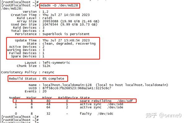 Linux系统实现RAID5+热备盘配置及硬盘故障演练 - 知乎