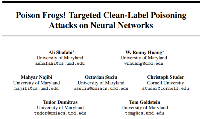 毒蛙！针对神经网络的干净标签投毒攻击（Poison Frogs! Targeted Clean-Label Poisoning Attacks on Neural Networks） - 知乎
