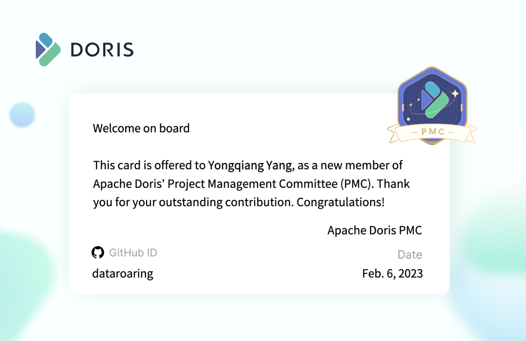 恭喜！ SelectDB 五位开发者成为 Apache Doris 新晋 PMC 成员和 Committer！ - 知乎
