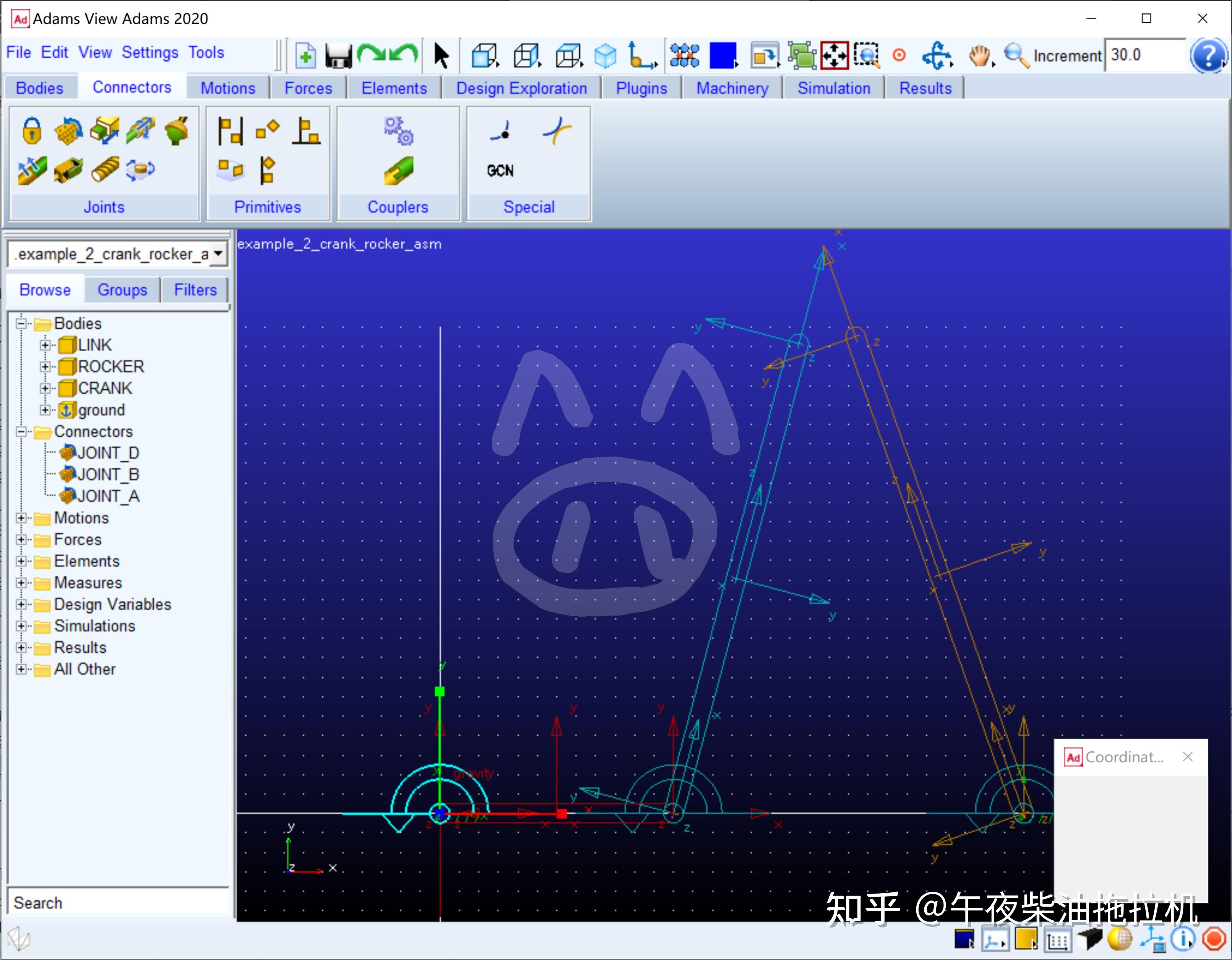 跟我一起学Adams虚拟样机: 基础篇(一) 运动学仿真基操，以一个简单的曲柄摇杆机构为例 - 知乎