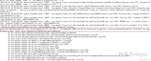 flume报错记录:java.net.ConnectException: 拒绝连接; For more details see: http://wiki.apache.org/hadoop ...