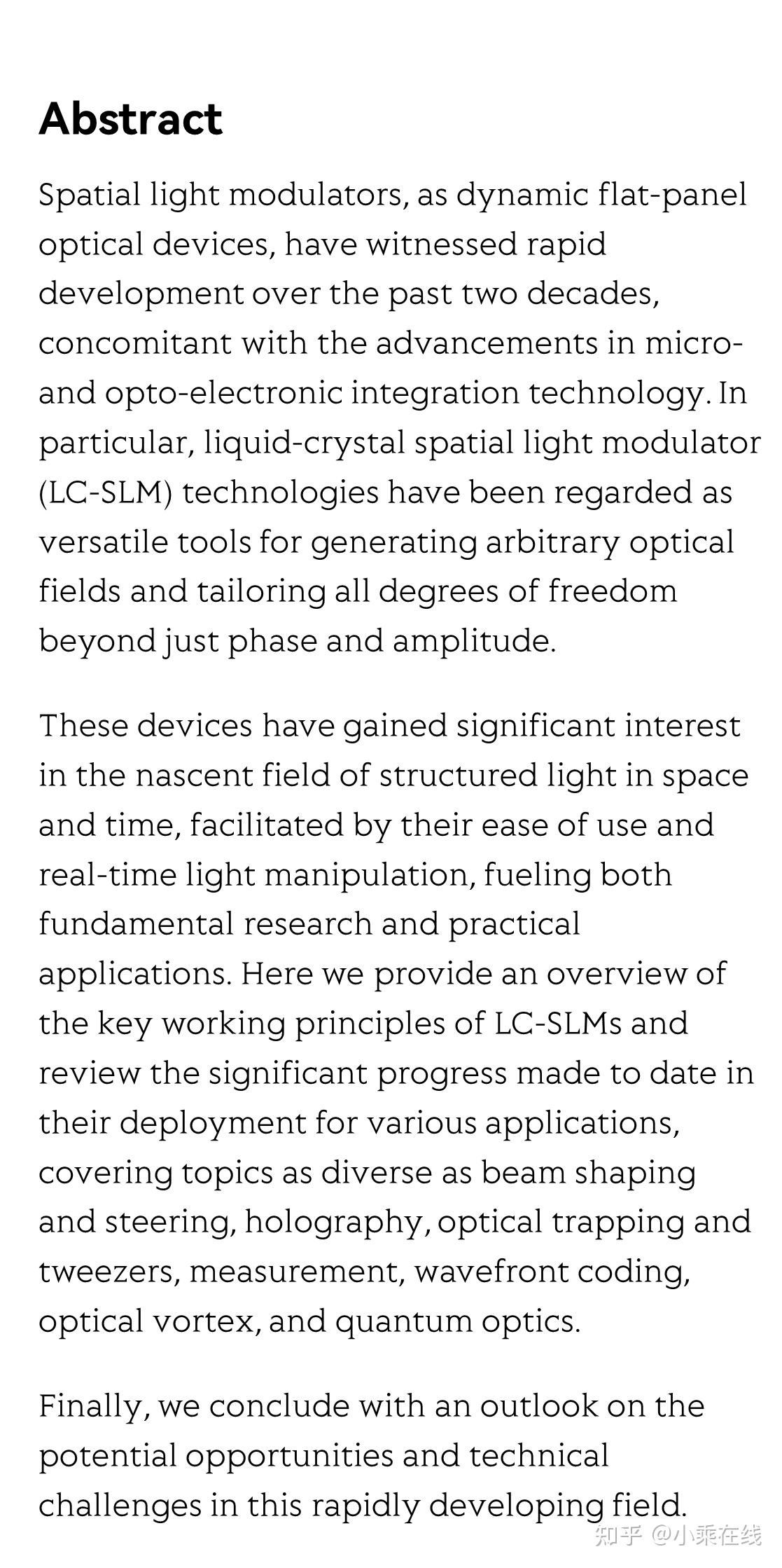 A review of liquid crystal spatial light modulators: devices and ...