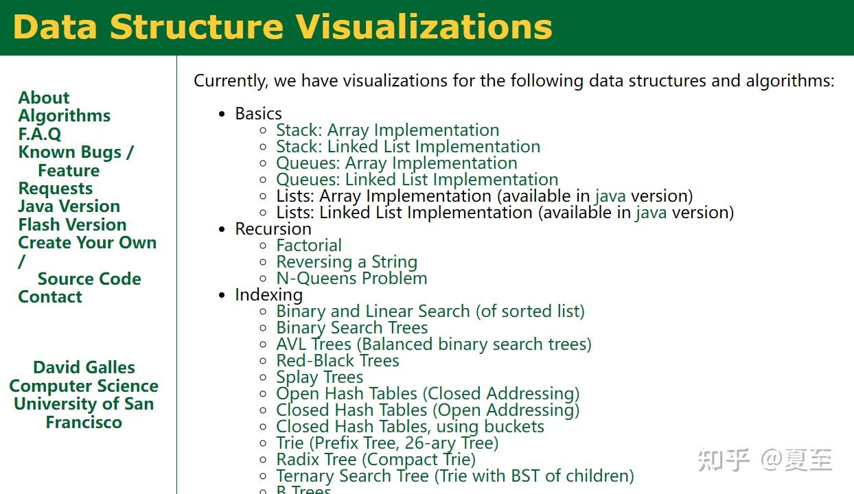 计算机基础数据结构和算法动态可视化展示网站收录 - 知乎