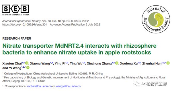 Journal of Experimental Botany | 中国农大研究揭示根际微生物促进氮吸收的机制！ - 知乎