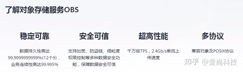 华为云对象存储obs超高性能数据存储能力，推进企业快速上云 知乎 