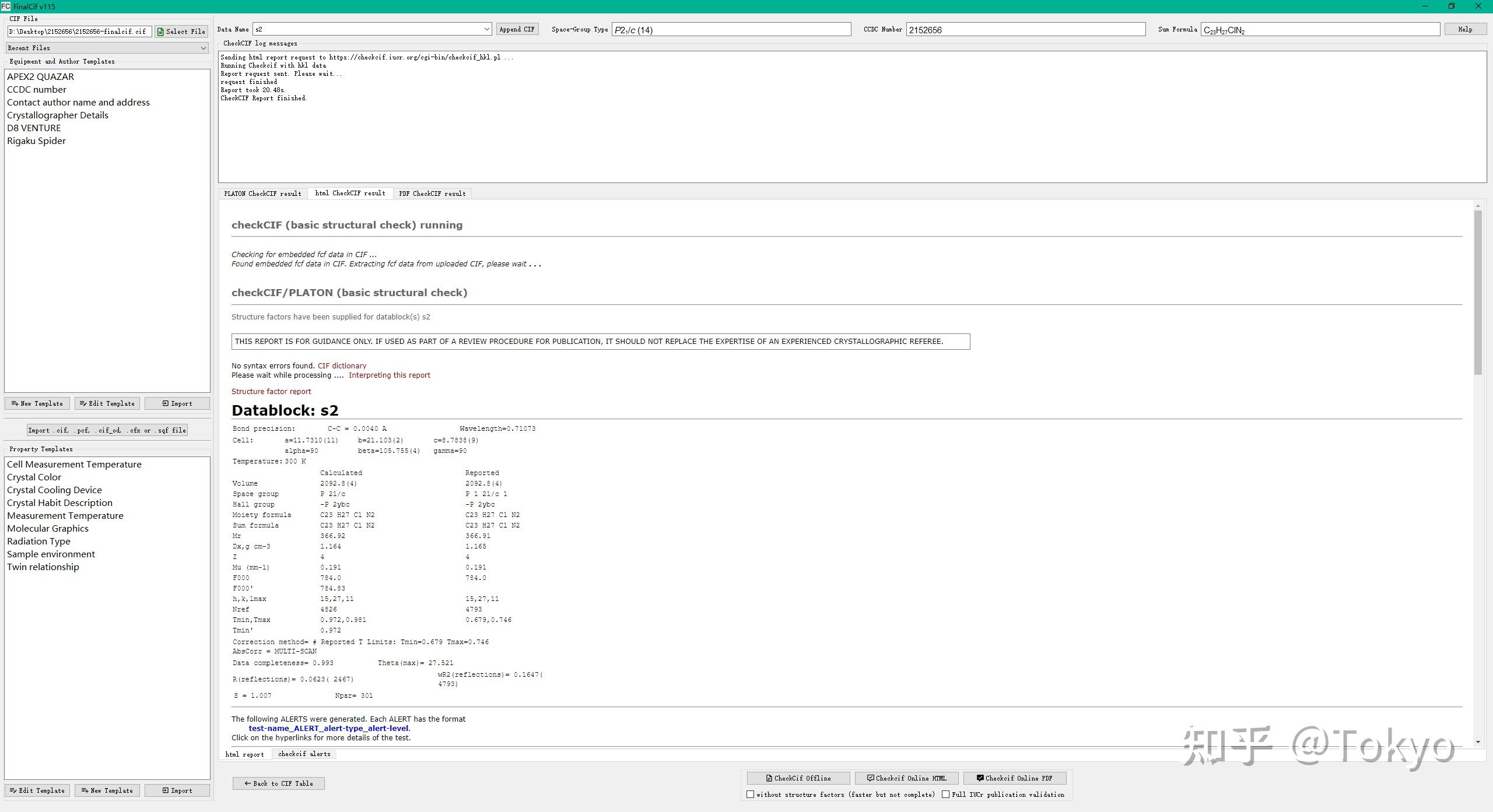 晶体数据CIF验证报告 - 知乎