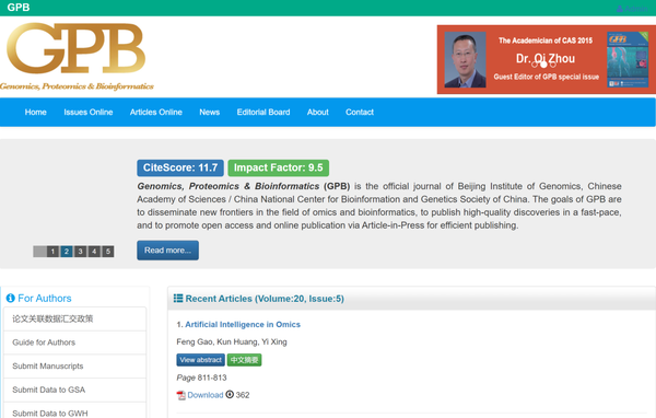 生物信息/微生物组期刊推荐：Genomics, Proteomics & Bioinformatics - 知乎