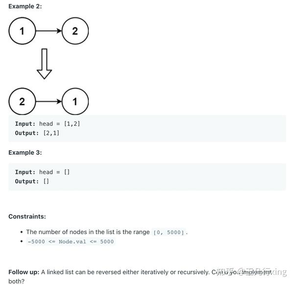 【python 转码刷题】leetcode 206e 翻转链表 Reverse Linked List 知乎