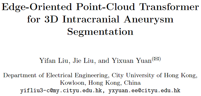 MICCAI2022 | 基于边缘点云变换的颅内动脉瘤三维分割算法 - 知乎