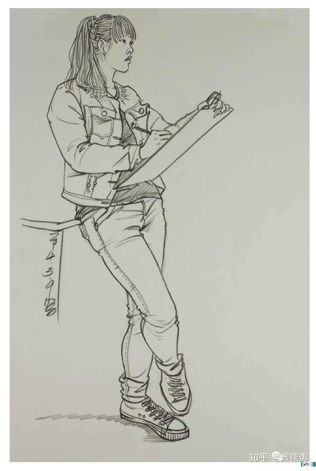 速写 | 线性速写人物动态临摹参考素材图片 - 知乎