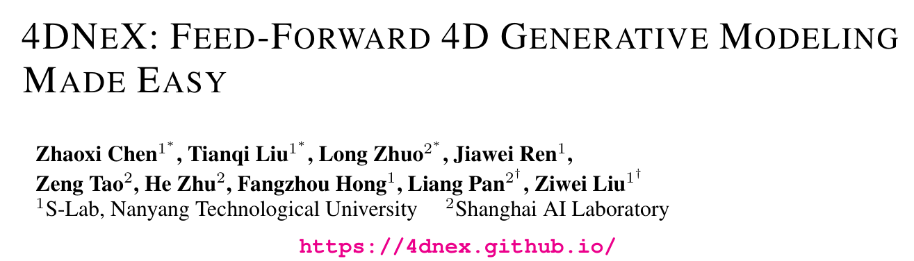4DNeX：单图“脑补”动态3D世界，让4D生成变得简单 - 知乎