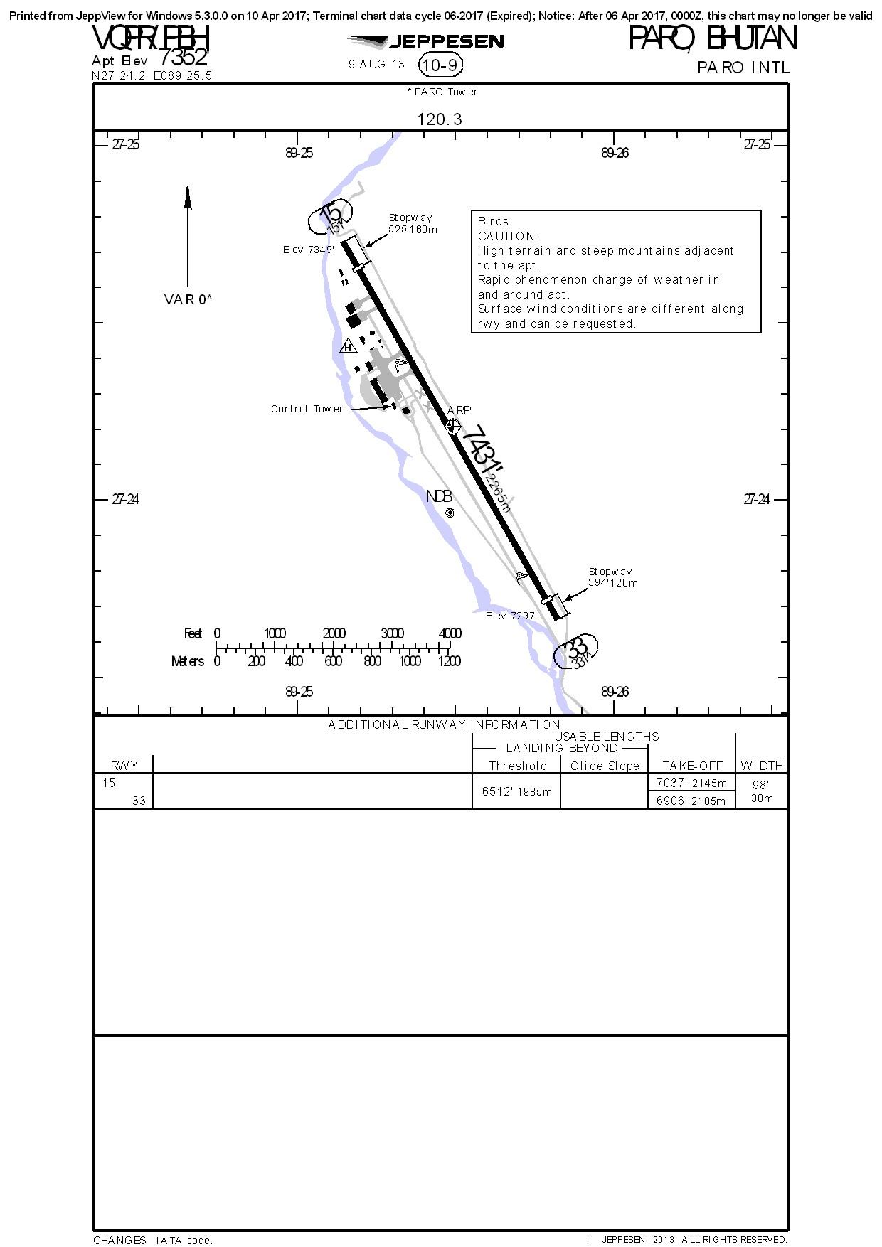 能给我一张帕罗机场VQPR的航图吗？ - 知乎