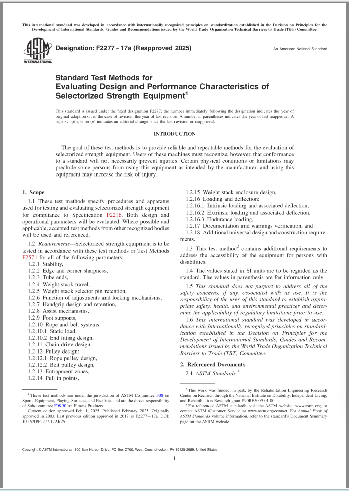 ASTM F2277-17a(2025)【中文翻译+PDF原文】可调式力量训练设备设计与性能特性评估的标准试验方法 - 知乎