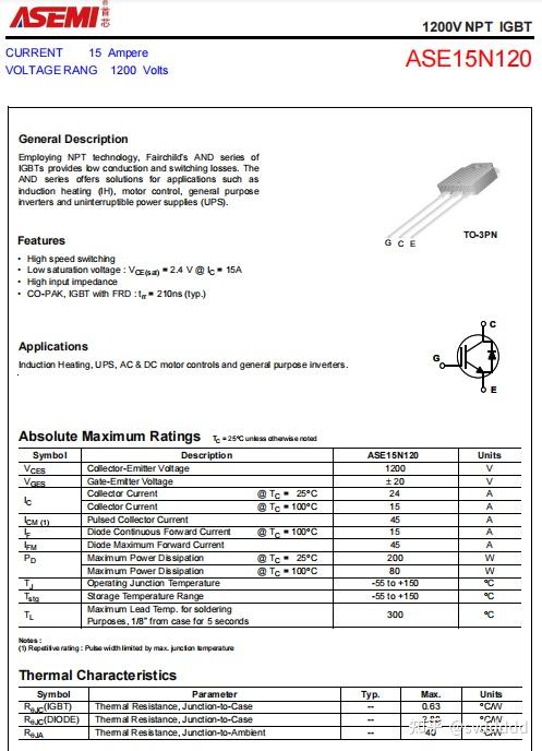 MOS管15N120-ASEMI，15N120参数，15N120应用特征 - 知乎