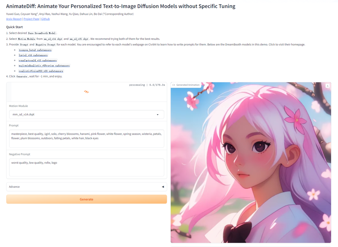 PapersWithCode 榜首 | AI 动画生成框架 AnimateDiff 开源，更丝滑的动画制作体验，附在线应用教程 - 知乎