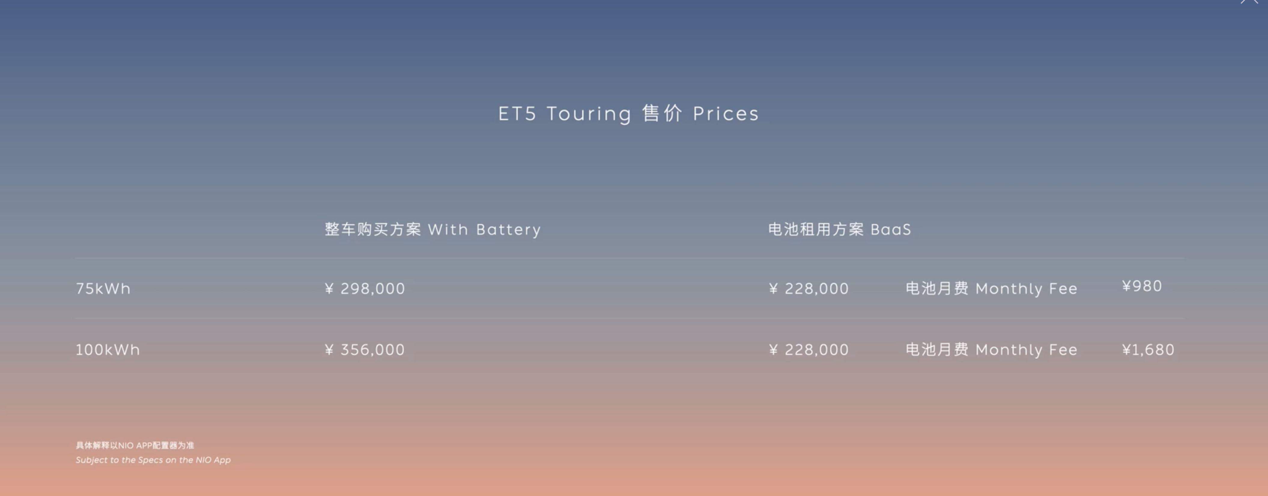 售价29.8万-35.6万元 蔚来ET5 Touring正式上市 - 知乎