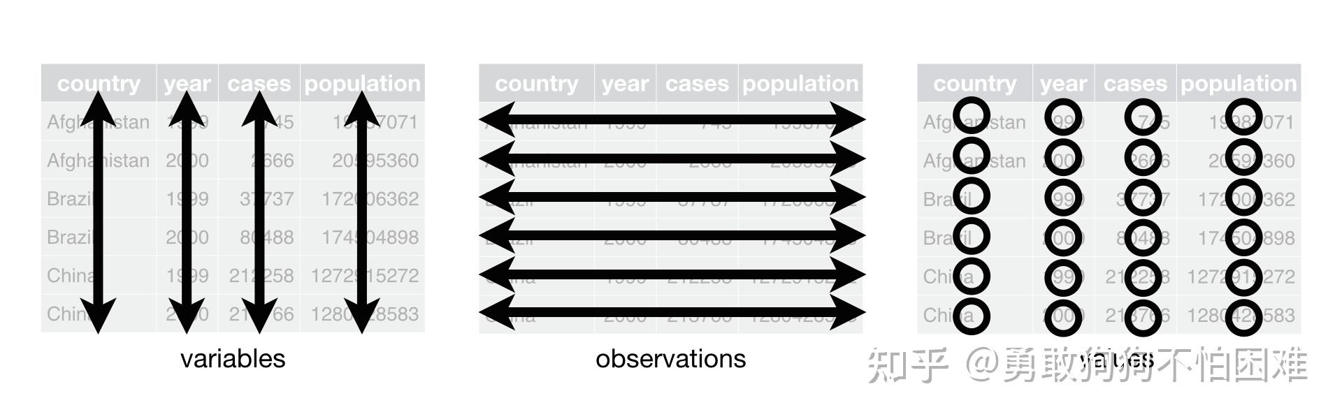 《数据科学中的R语言》学习笔记12——数据预处理1（宽表格变成长表格、长表格变成宽表格） - 知乎
