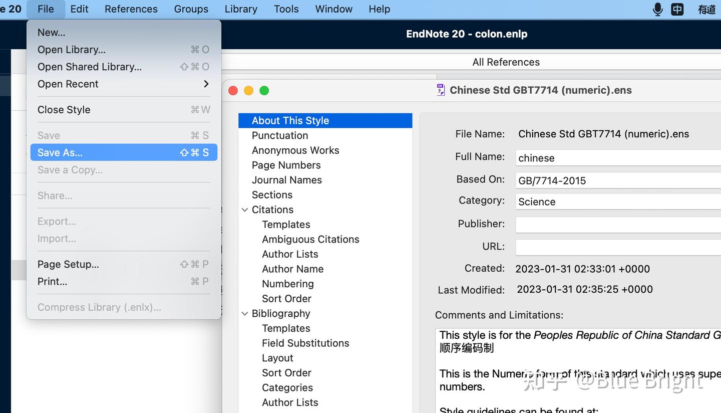 Endnote20引用格式修改（Mac版） - 知乎