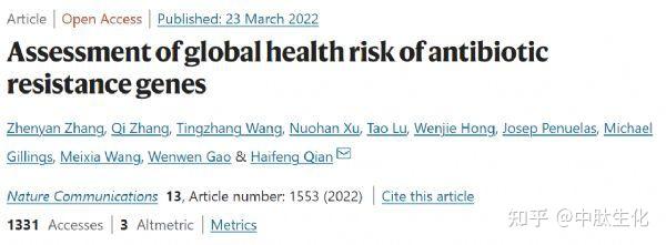 Nat Commun:抗生素抗性基因的全球健康风险评估 - 知乎