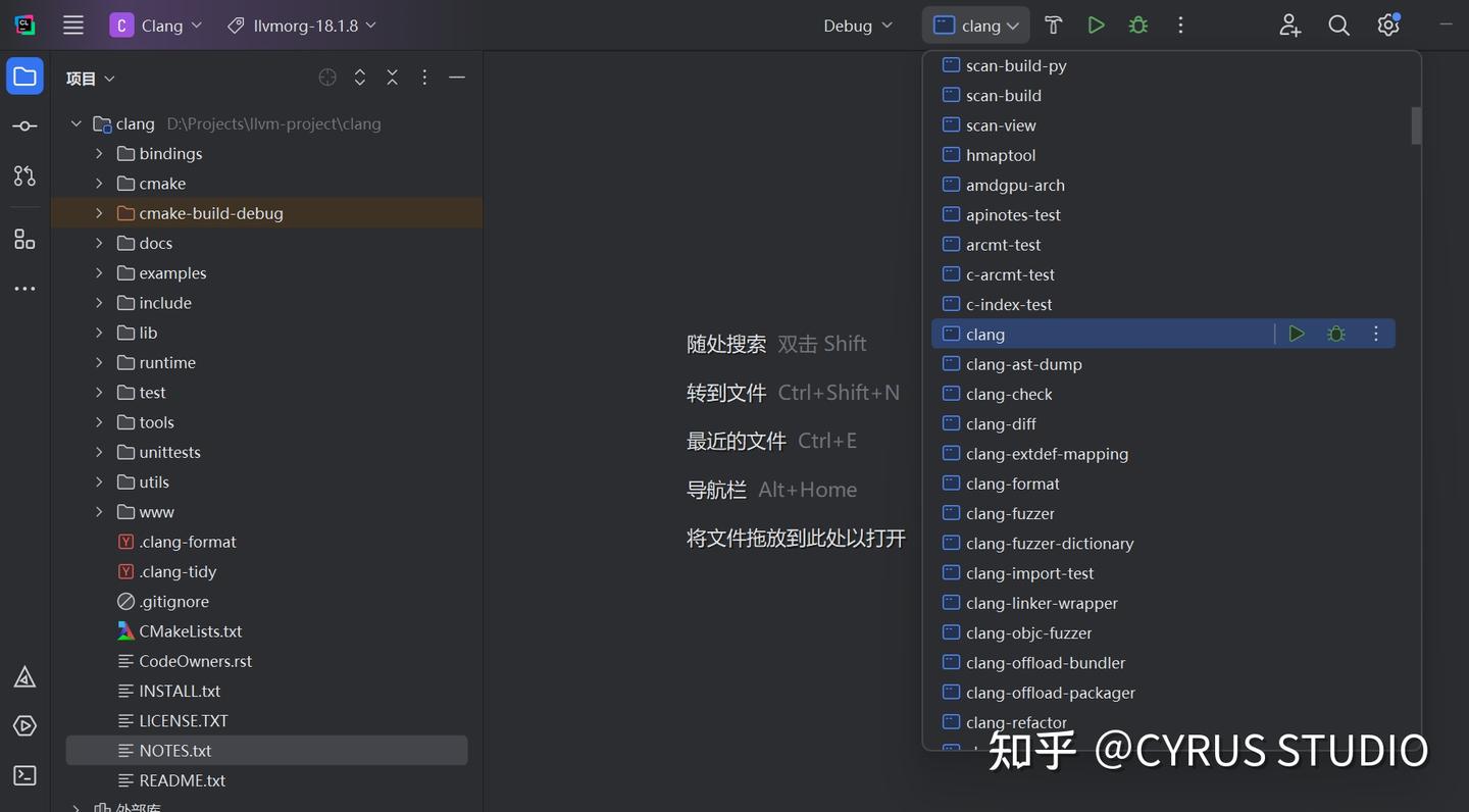编译 LLVM 源码，使用 Clion 调试 clang - 知乎