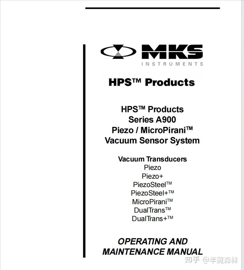 MKS A900 HPS Products Vacuum说明详细内容查看目录 - 知乎