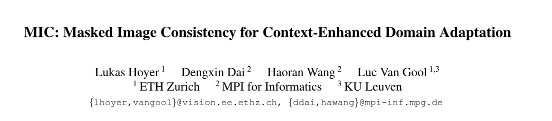 【阅读笔记】MIC: Masked Image Consistency for Context-Enhanced Domain ...
