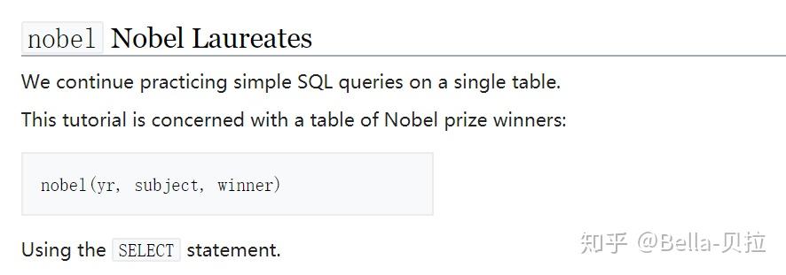 sqlzoo练习4（含答案）：SELECT from Nobel Tutorial - 知乎