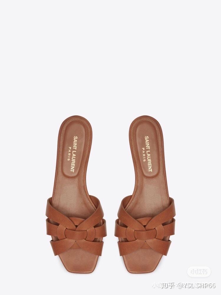 YSL Tribute Flat Sandals In Smooth Leather - 知乎