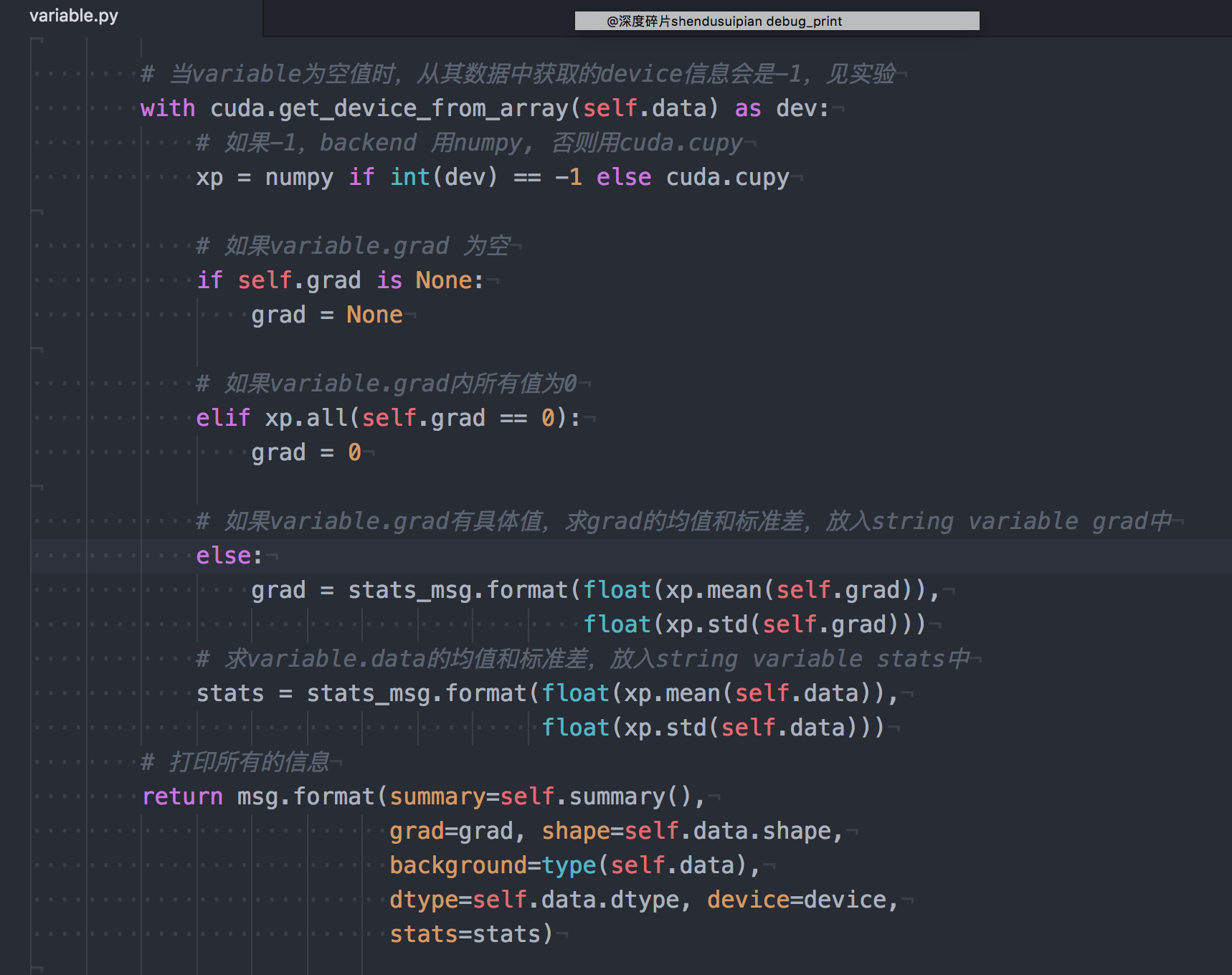 chainer Variable debug print chainer-variable-debug-print
