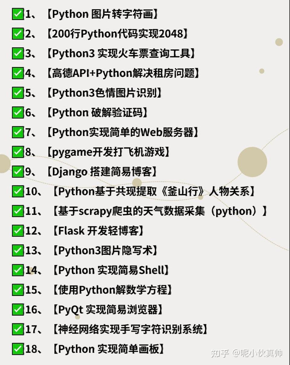Python70个练手项目，推荐给缺少项目实战经验的人 - 知乎
