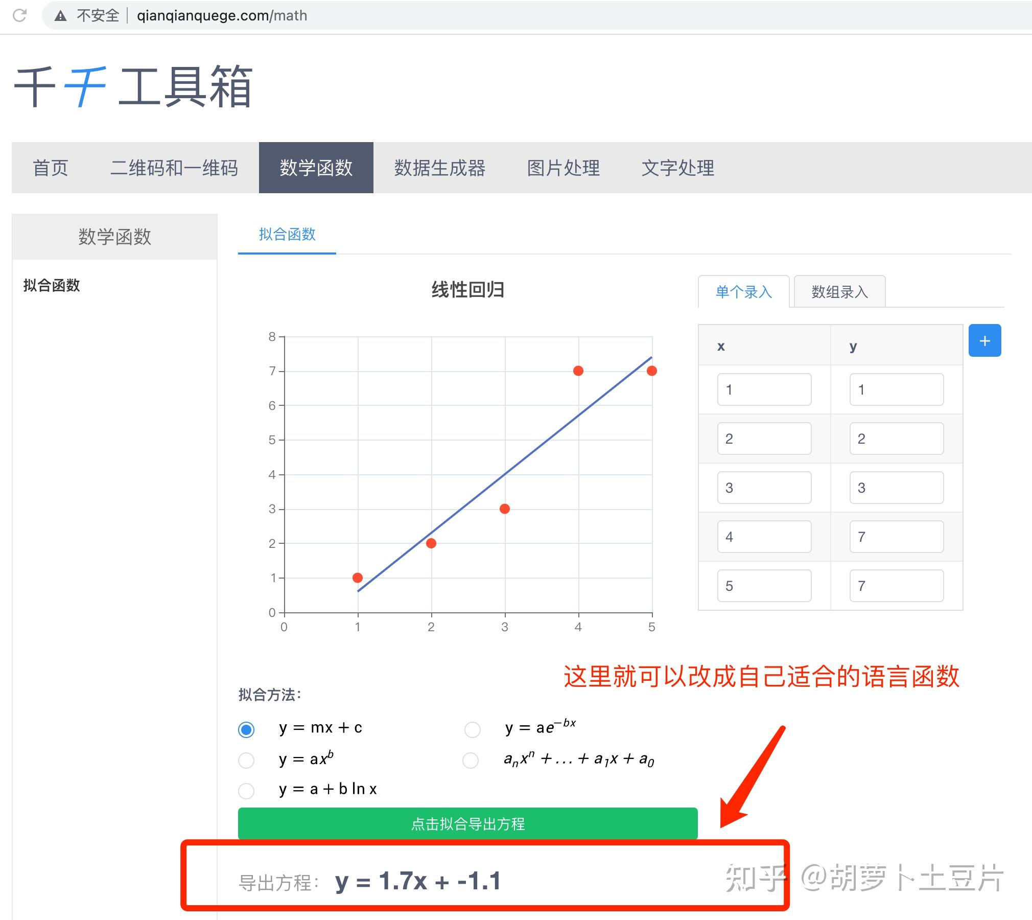 拟合函数、曲线拟合有这个在线工具足够了 知乎