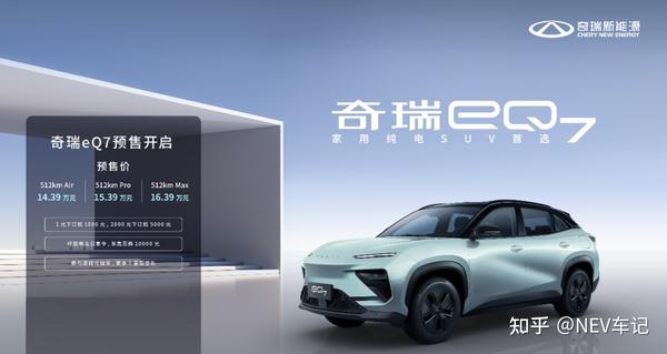 14.39万元起！奇瑞eQ7预售开启！ - 知乎