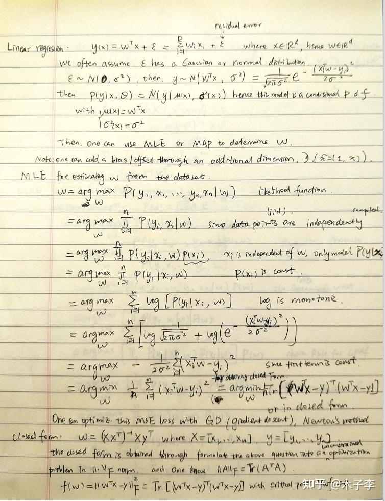 Linear regression (MLE and MAP) - 知乎