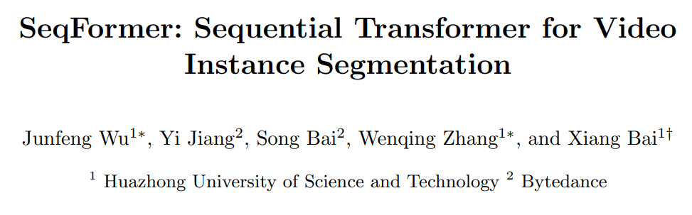 ECCV 2022 Oral | 满分论文！视频实例分割新SOTA：SeqFormer & IDOL - 知乎