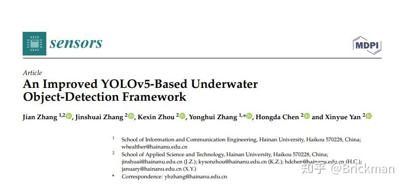 文献阅读：An Improved YOLOv5-Based Underwater Object-Detection Framework（2023） - 知乎