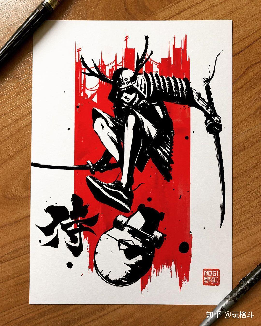 擅长画日本武士的美女插画师Julie Bueria（Nogi.art）作品欣赏 - 知乎